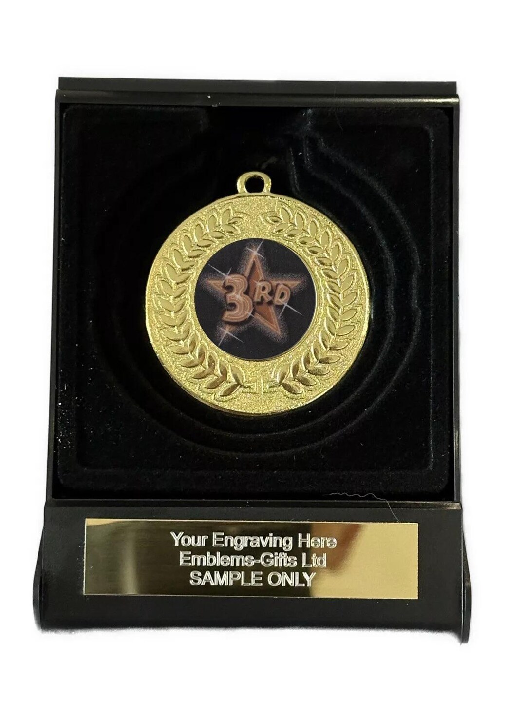 3rd Place Star Award 50mm Gold Contour Medal in Box Engraved Free - Etsy