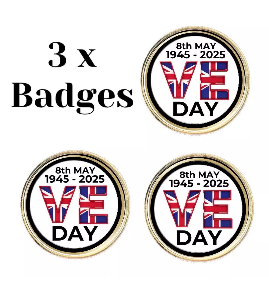 3 X VE Day Victory in Europe 80th Anniversary 1945-2025 (BU) Lapel Pin ...