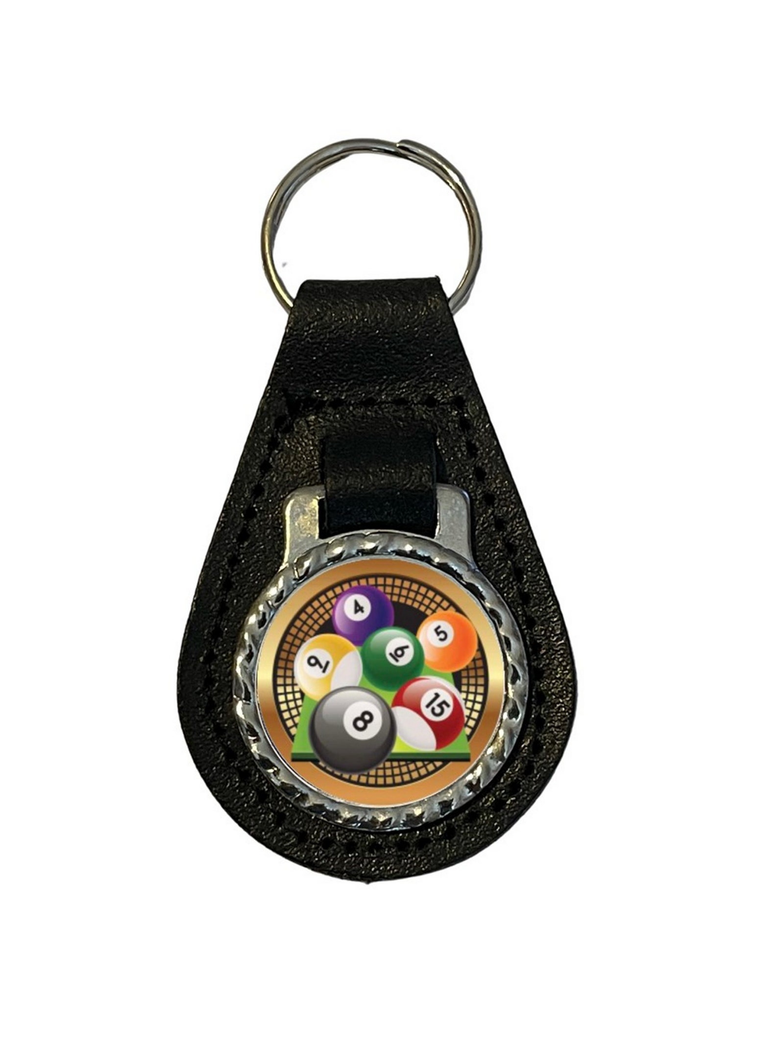Pool Genuine Leather Black Fob Keyring - Etsy UK