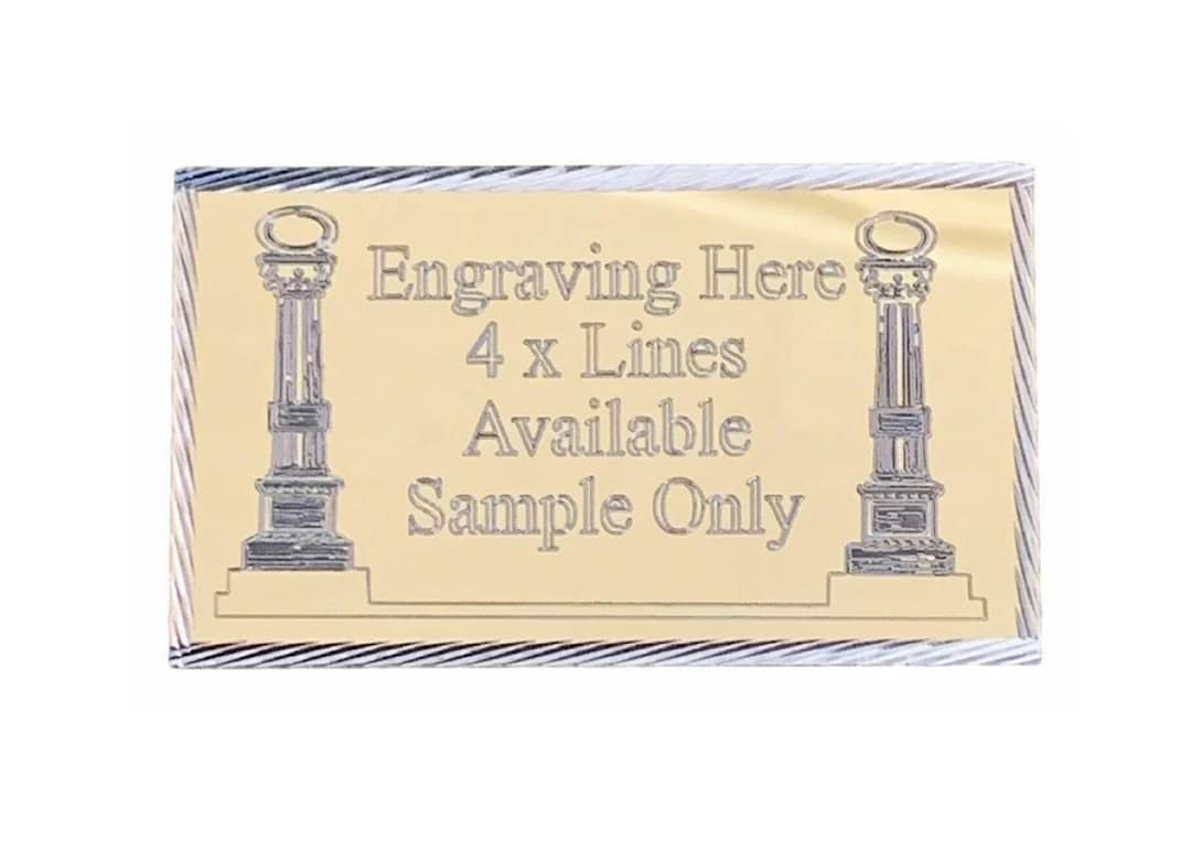 Personalised Gold Masonic Temple Pillars Case Name Plate 60 Mm X 35 Mm ...