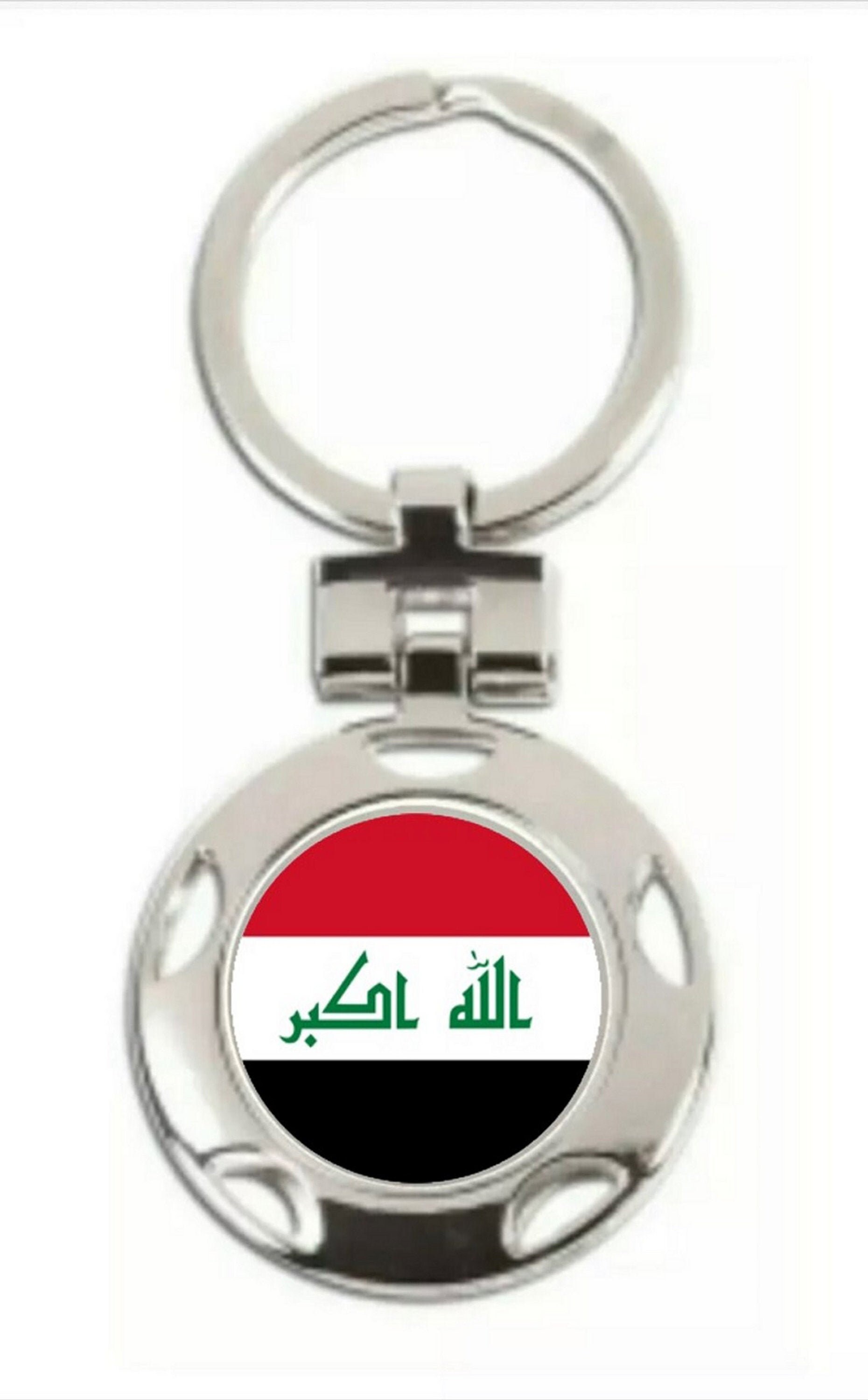Iraq new Flag Round Keyring in Gift Box CB ENGRAVED FREE - Etsy UK