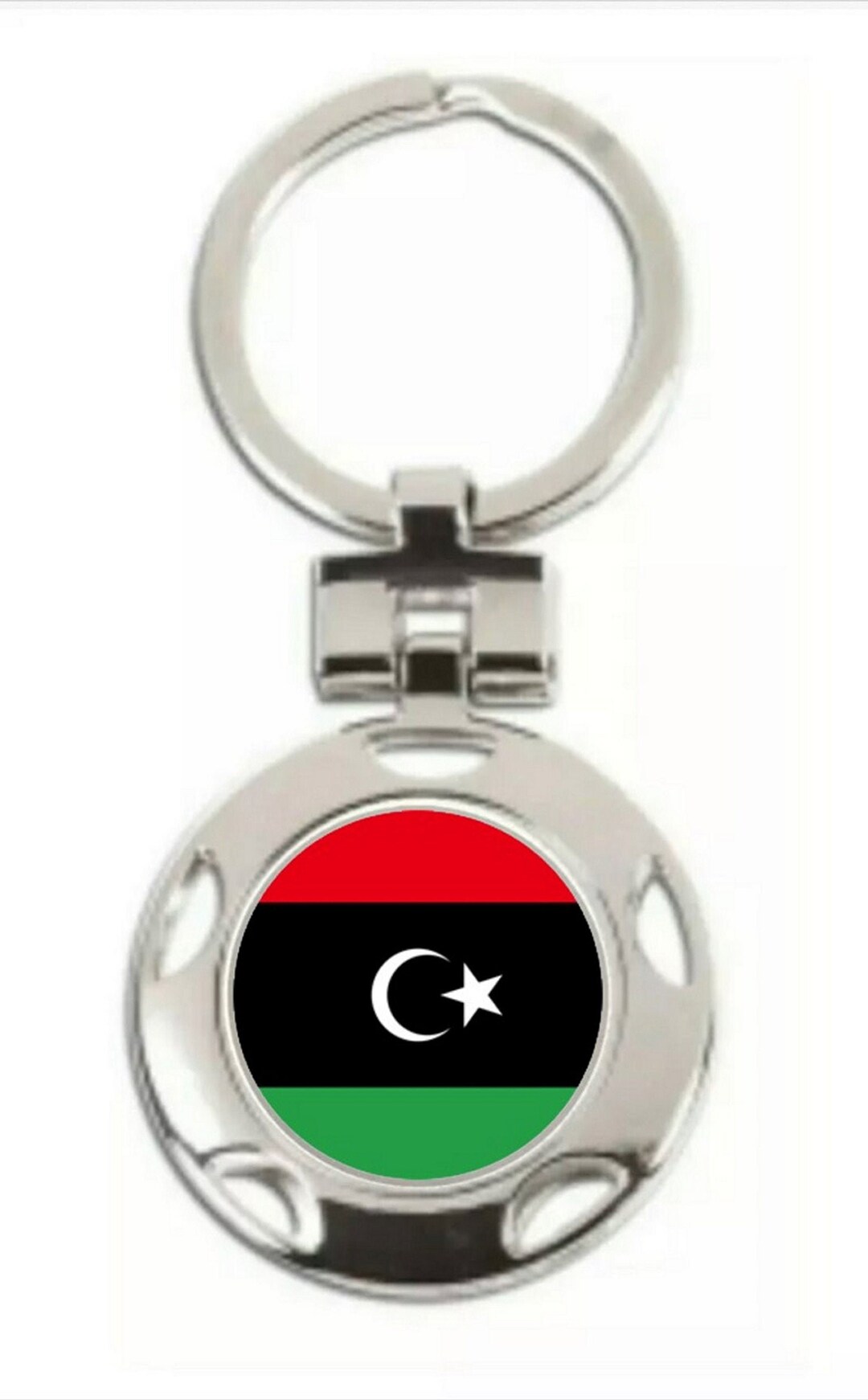 Libya New (kingdom) Flag Round Keyring in Gift Box (CB) ENGRAVED FREE ...