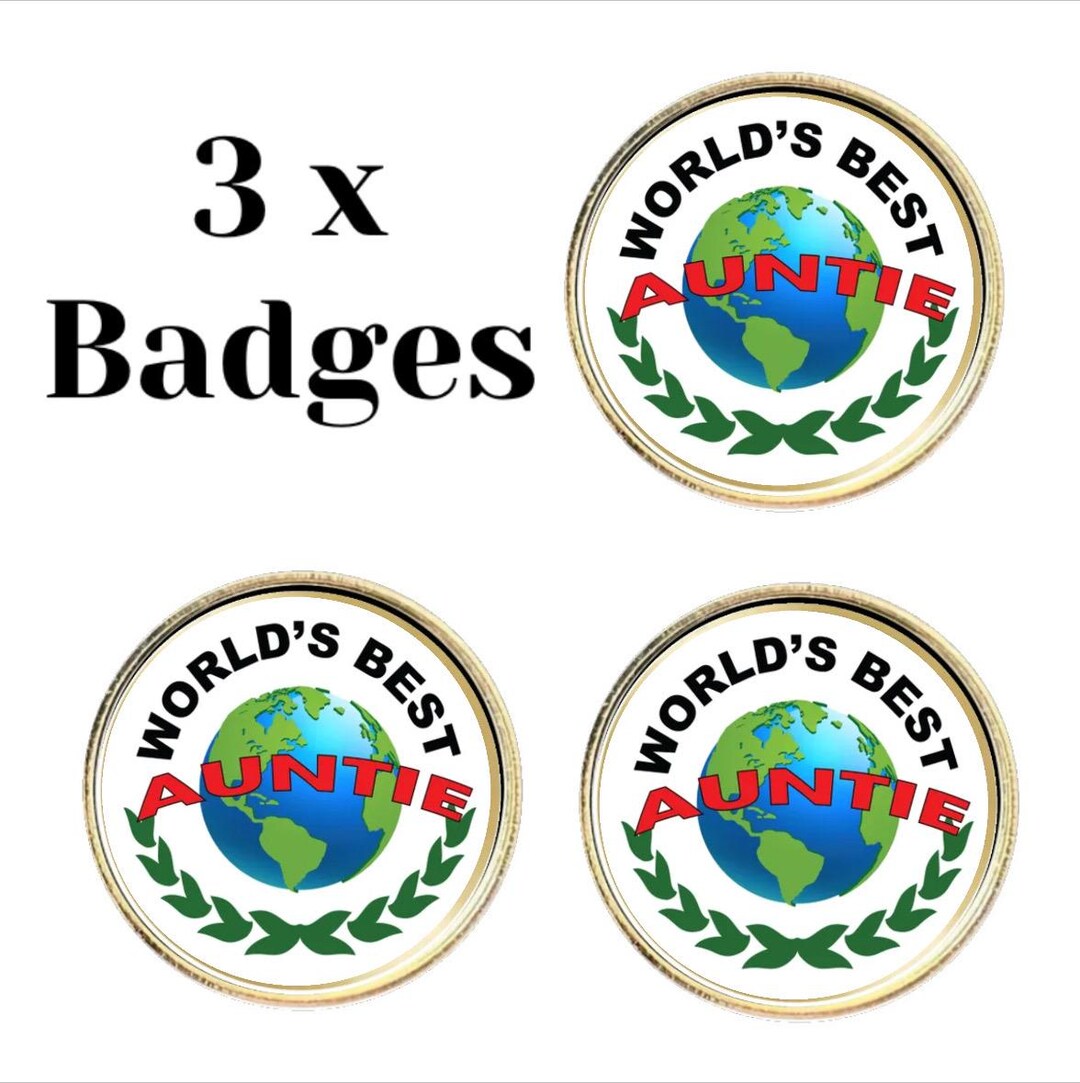 3 X Worlds Best Auntie BU Lapel Pin Badges - Etsy