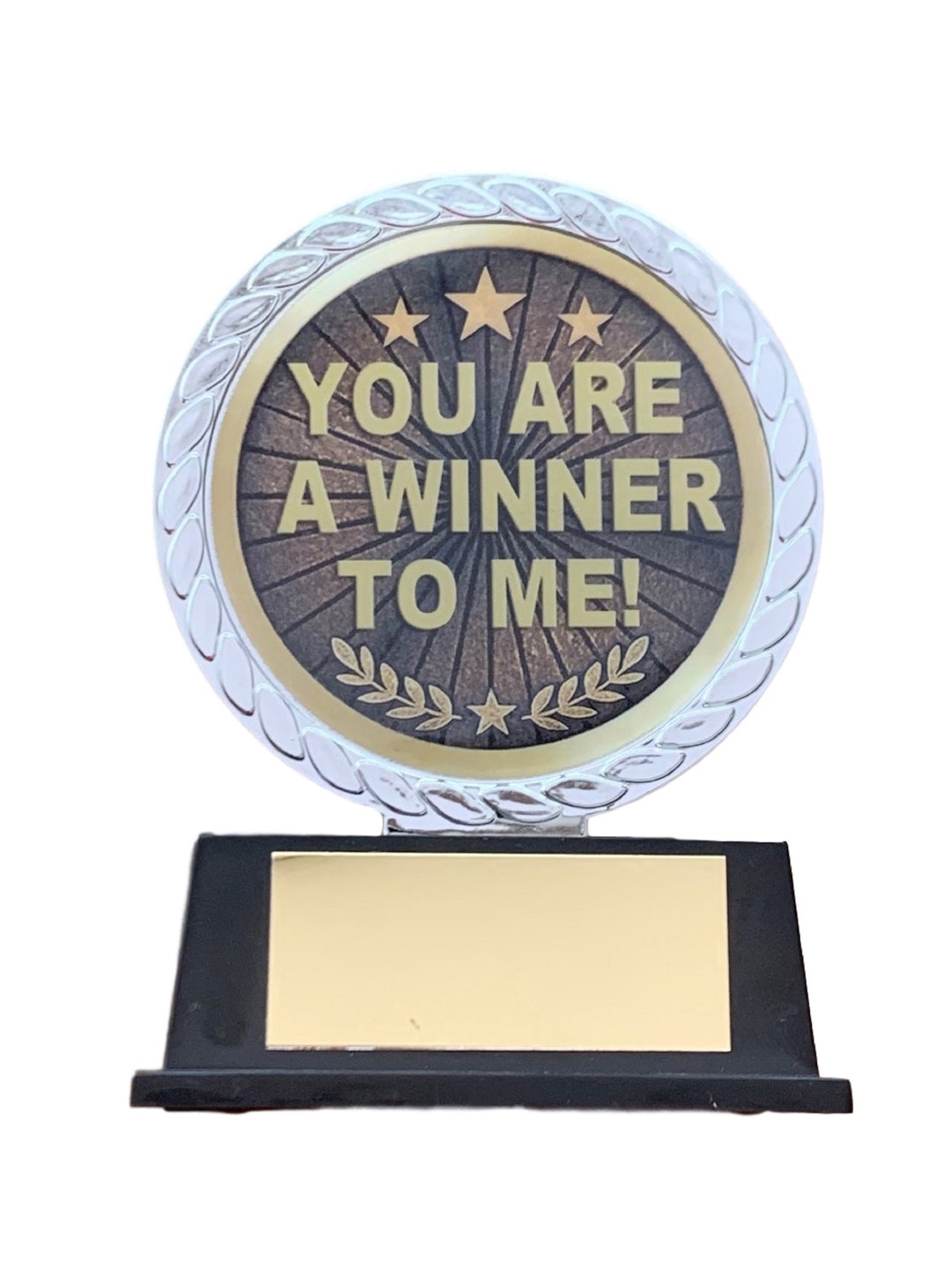 You Are A Winner to Me Trophy 85 Mm Silver Plastic Award G ENGRAVED ...