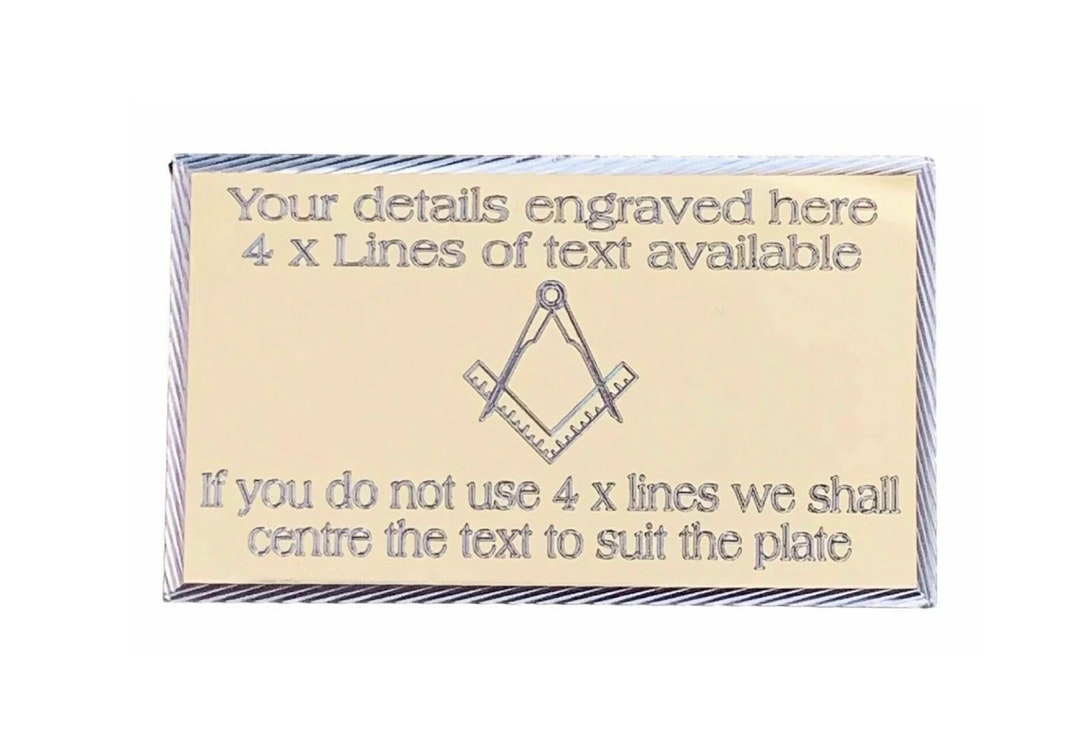Personalised Gold Masonic Crest No G Case Name Plate 60 Mm X 35 Mm ...