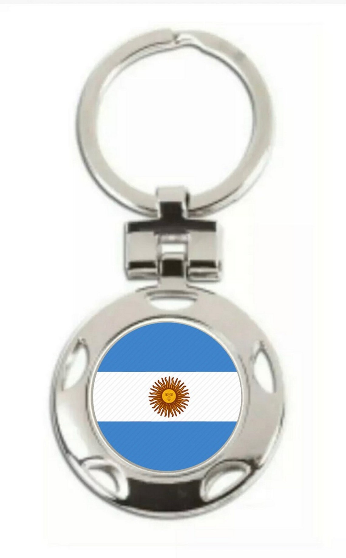 Argentina Flag Round Keyring in gift box CB ENGRAVED FREE | Etsy