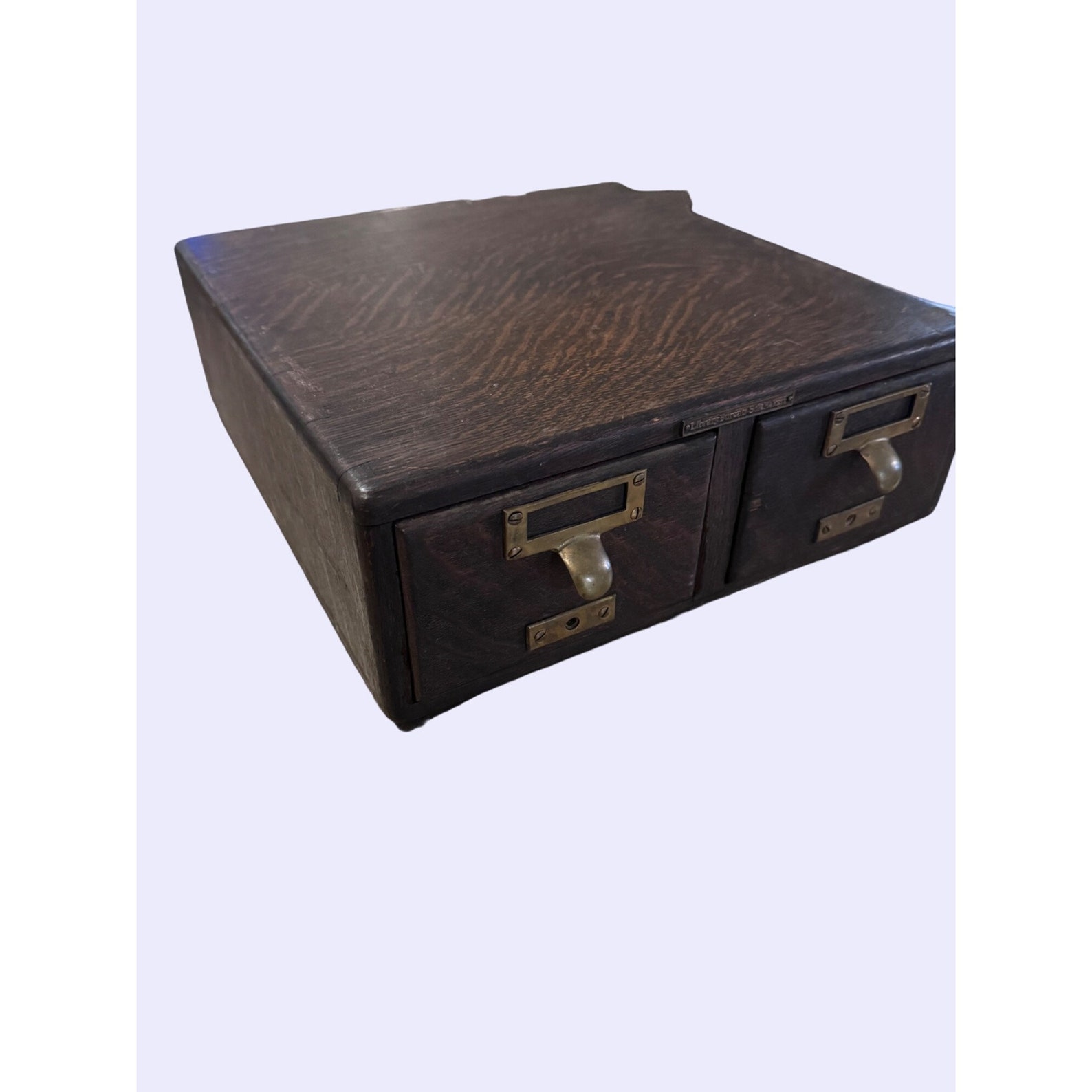 Antique Card Catalog Cabinet Library Bureau Sole Makerstiger Oak Filing ...