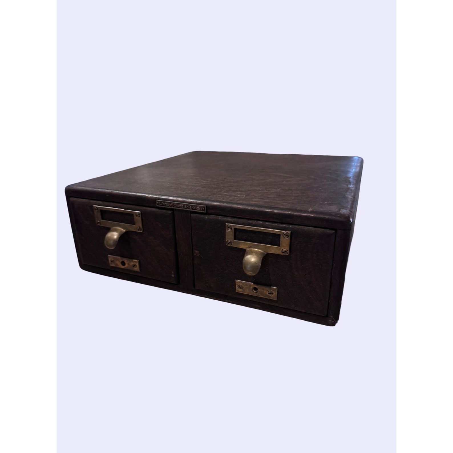 Antique Card Catalog Cabinet Library Bureau Sole Makerstiger Oak Filing ...