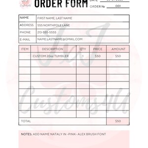 Easy to Use Order Form, Small Business Template, Download Order Form ...