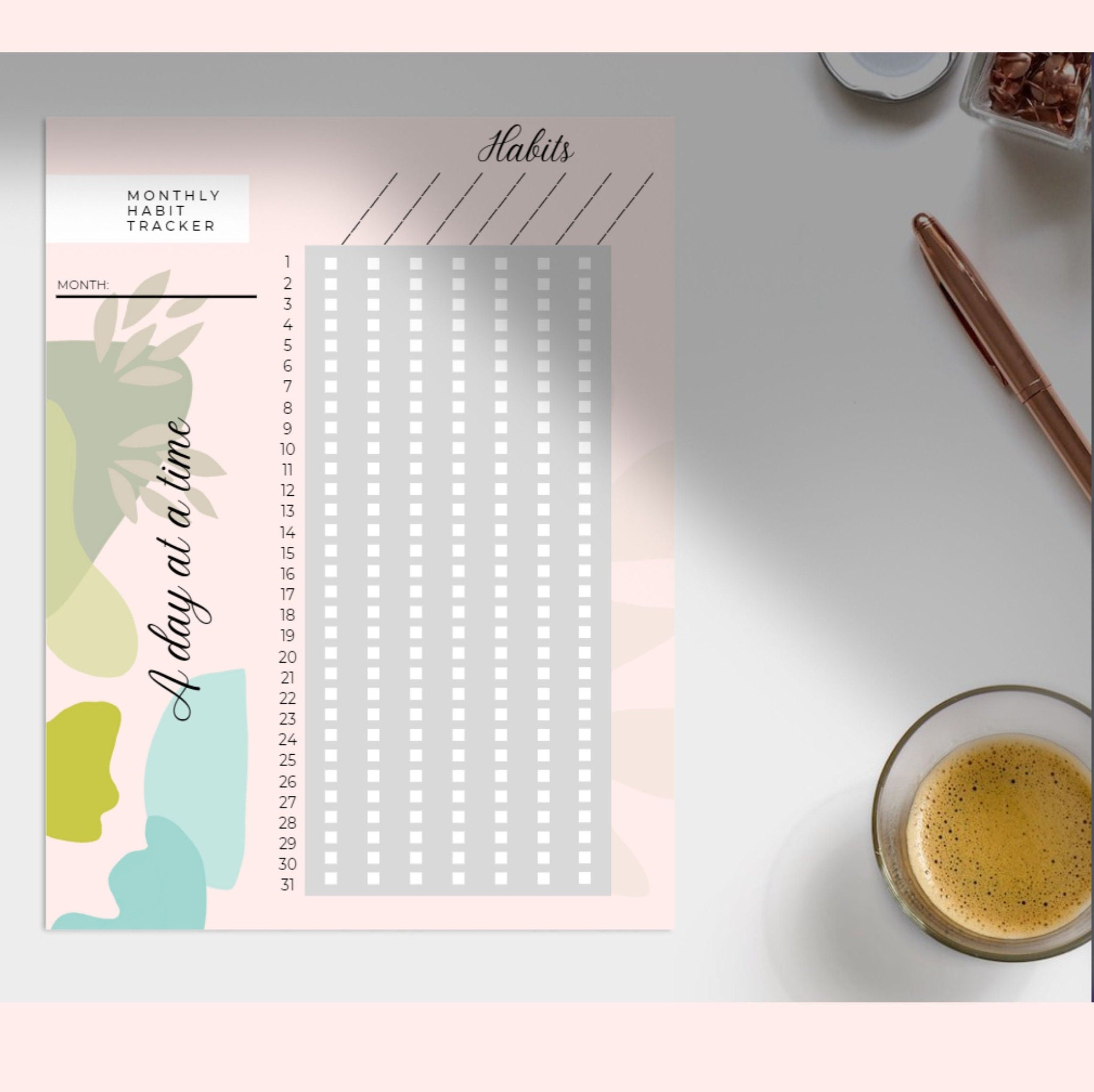 Printable Habit Tracker, Monthly Planner (digital Download) - Etsy