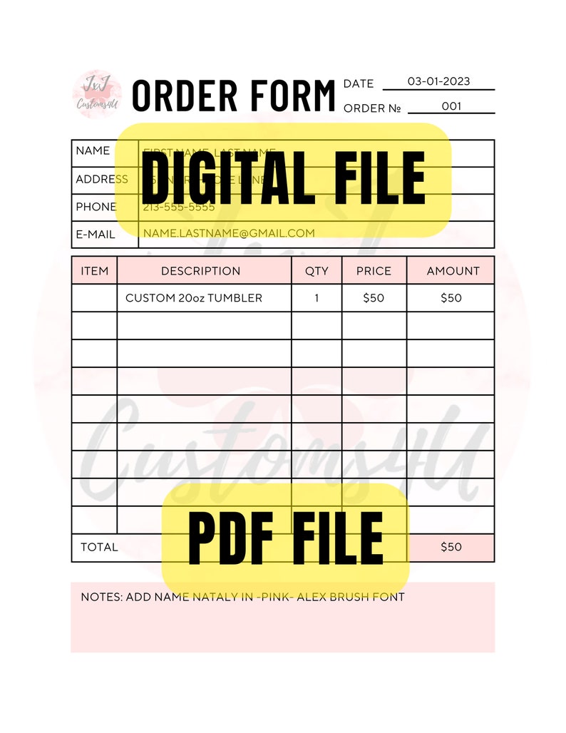 Easy to Use Order Form, Small Business Template, Download Order Form ...