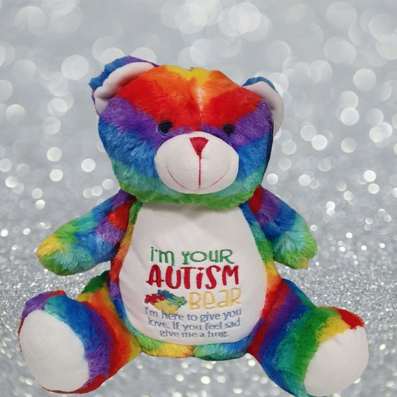 Embroidered Autism Bear. Anxiety Bear. Worry Bear. Comfort Toy - Etsy