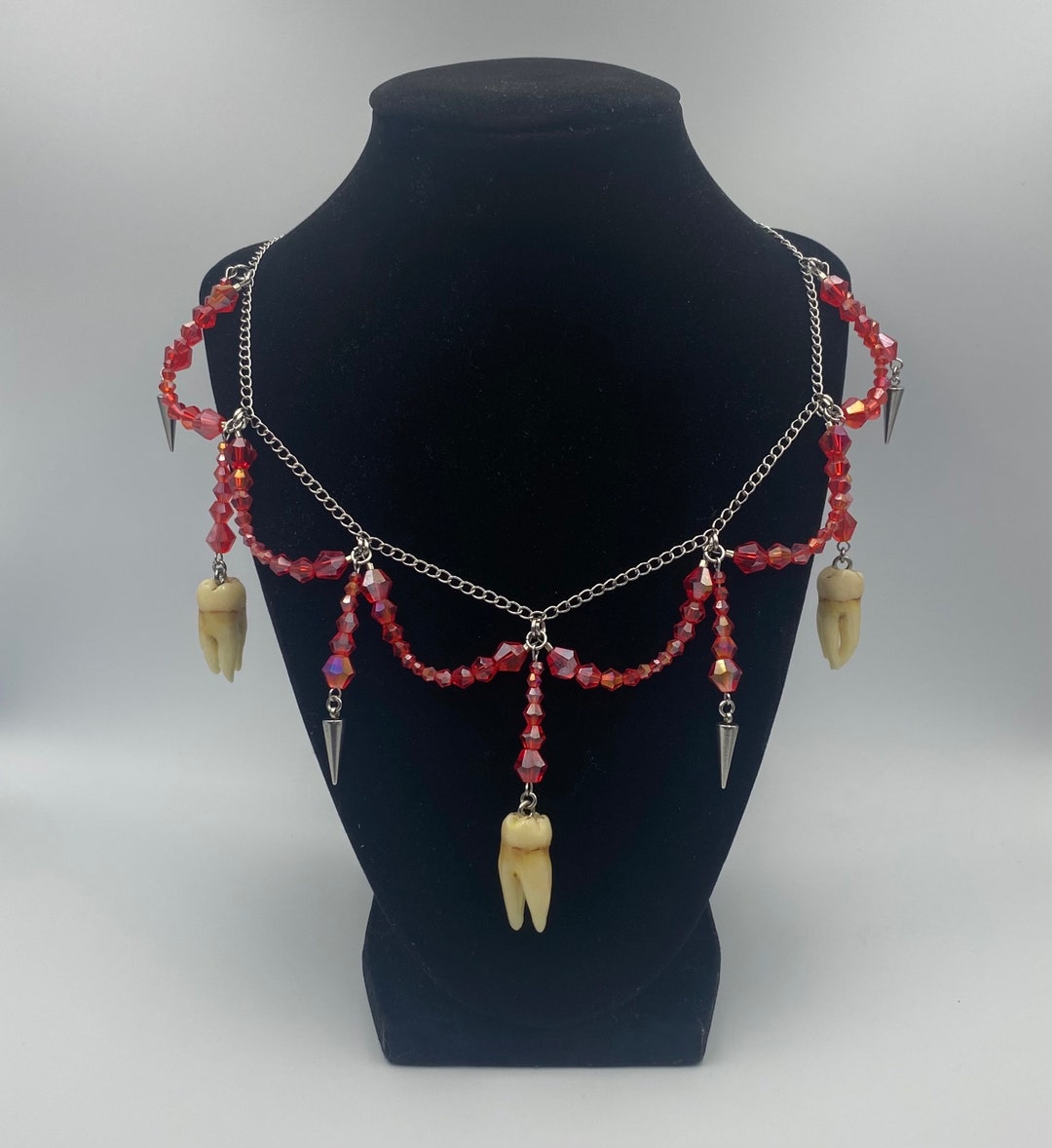Blood Red Tooth Necklace, Gothic Jewelry, Teeth Charms, Pendant, Glow ...