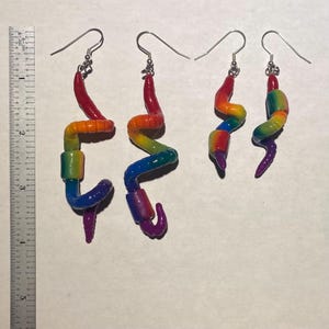 Colorful Neon Worm Earrings, Glow in the Dark, Hand Crafted Jewelry ...