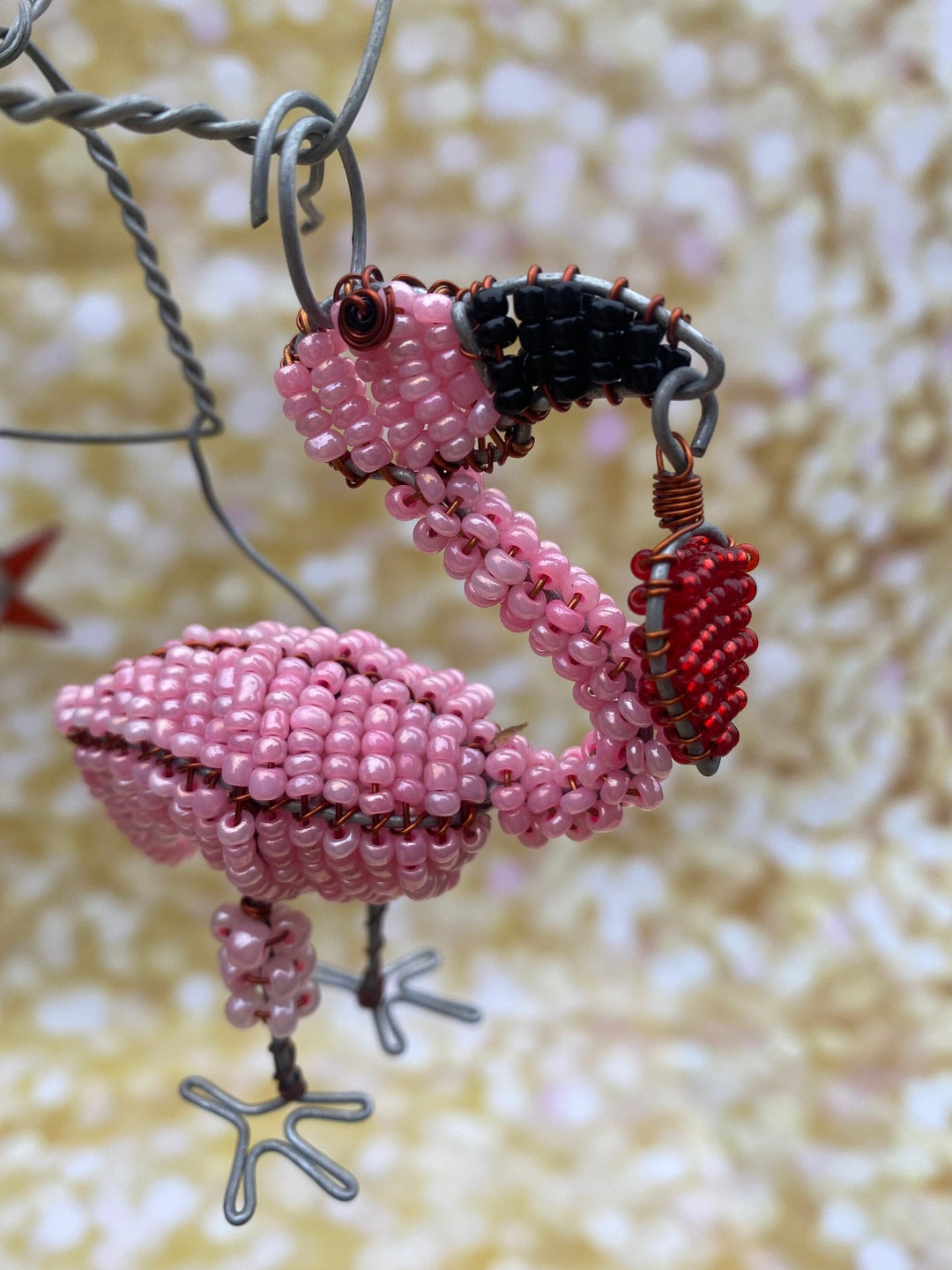 Beaded Flamingo With Red Heart Decoration Made in Malawi - Etsy