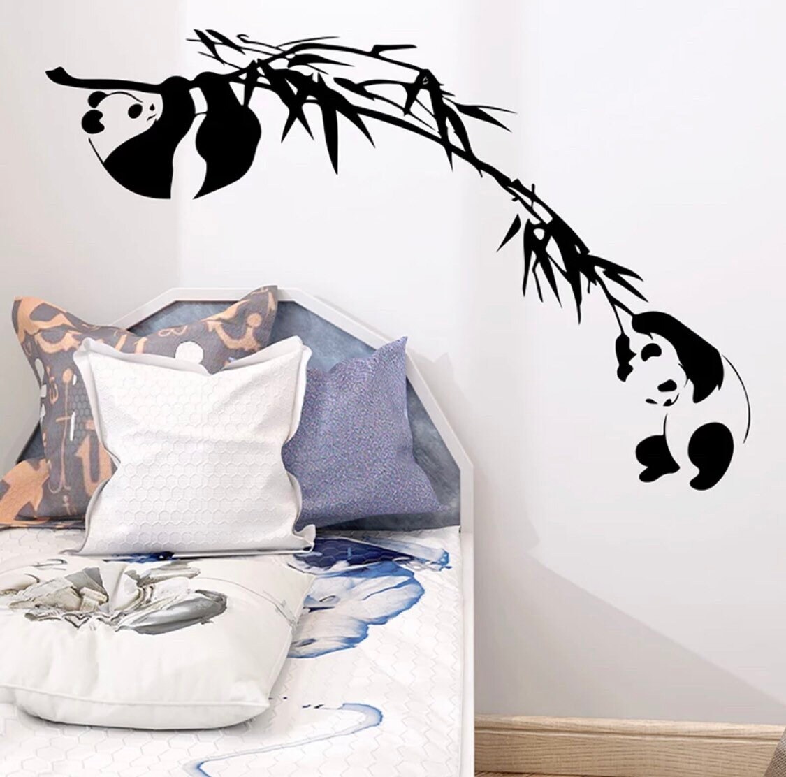 Panda Bamboo Tree Branch Wall Decals for Home Decor Kids Room Baby ...
