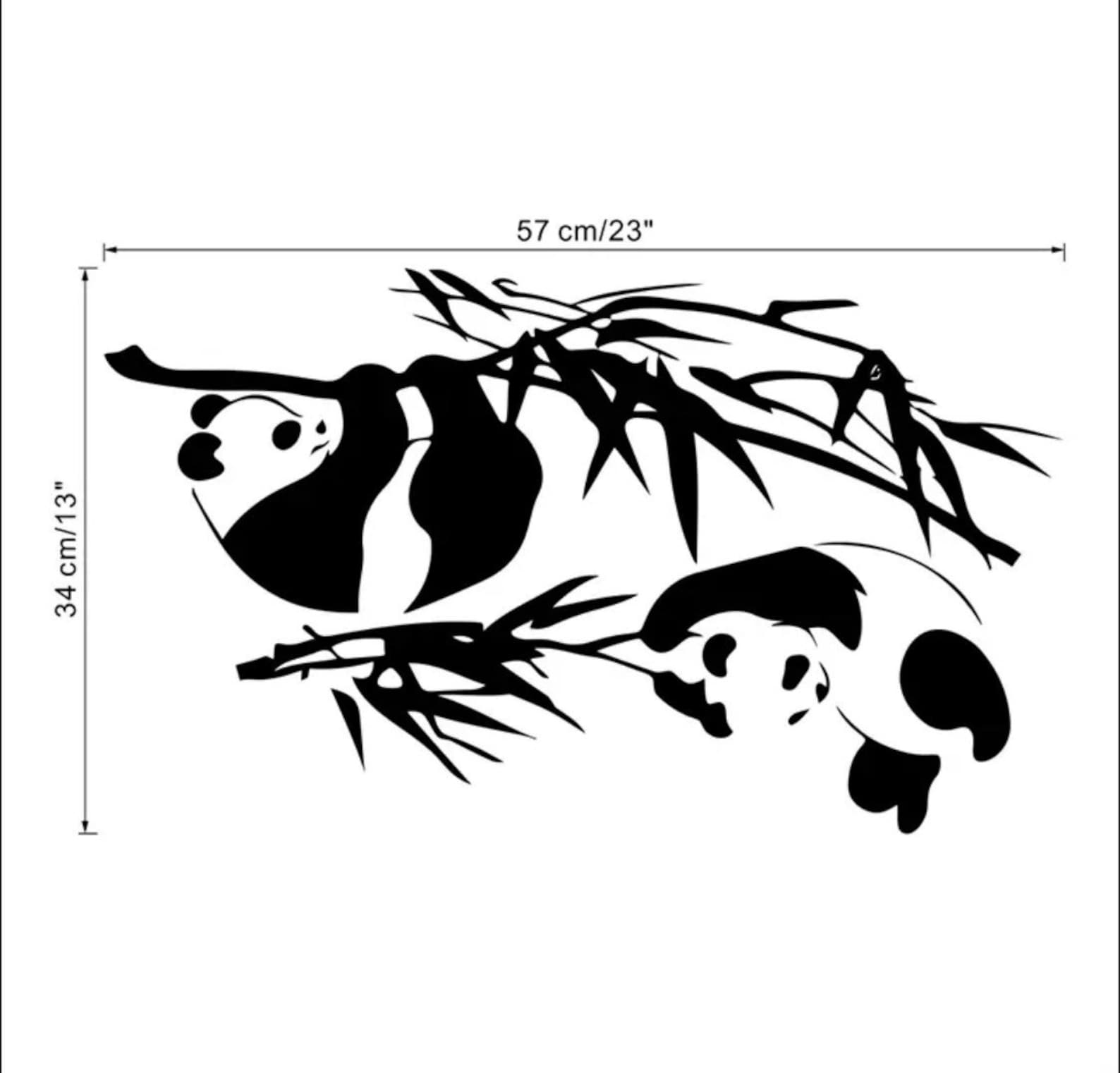Panda Bamboo Tree Branch Wall Decals for Home Decor Kids Room Baby ...