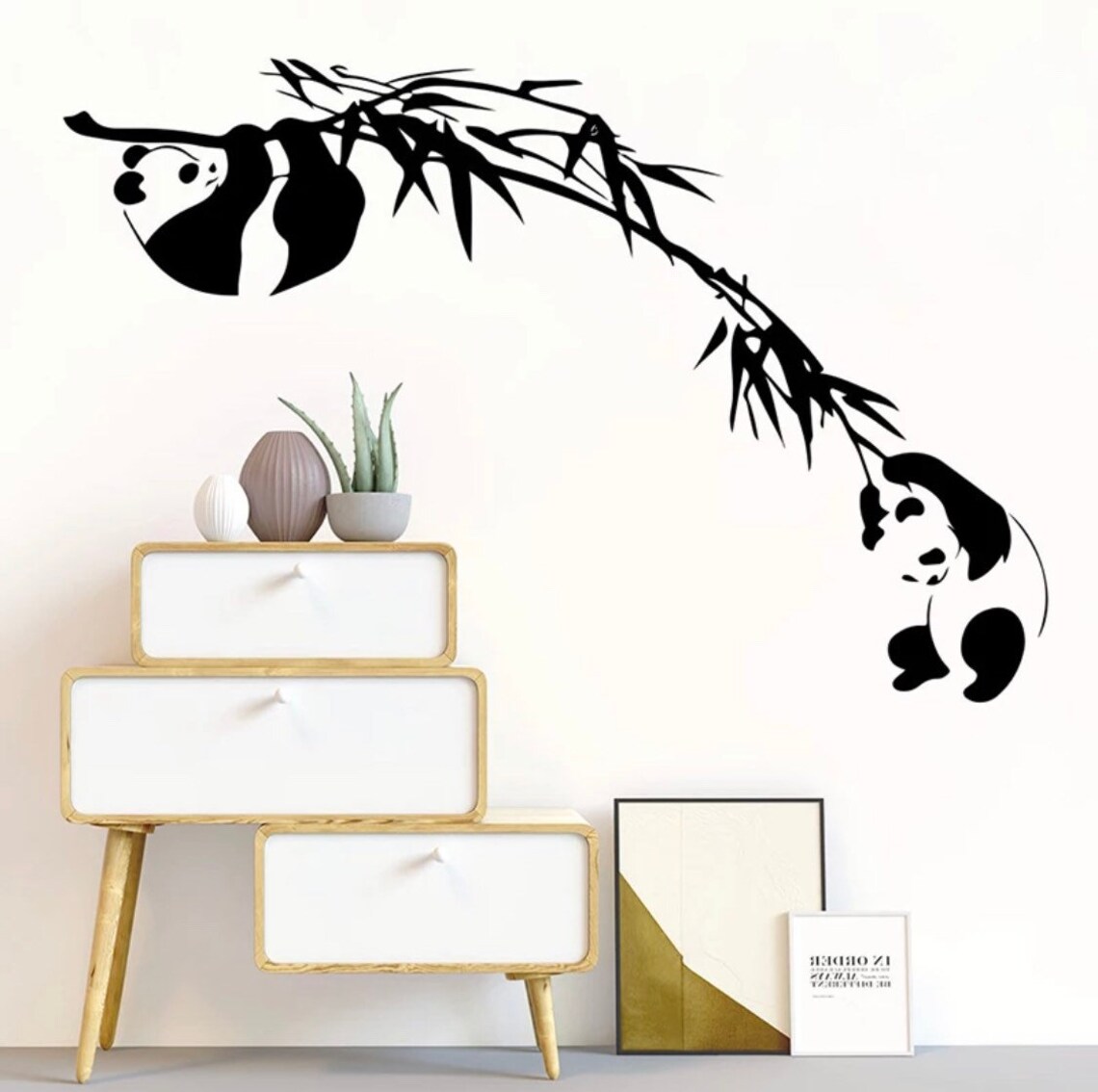 Panda Bamboo Tree Branch Wall Decals for Home Decor Kids Room Baby ...