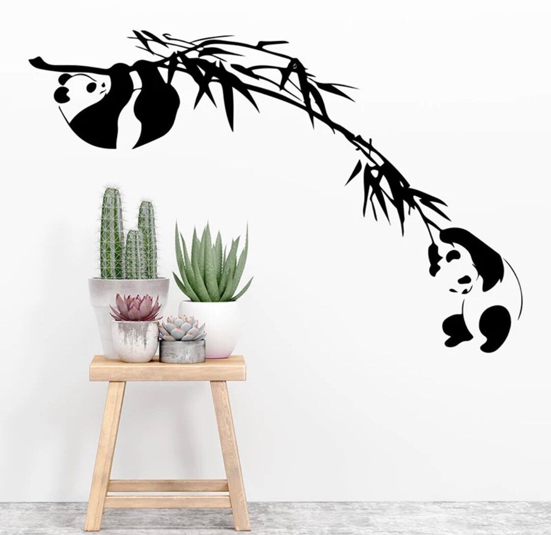 Panda Bamboo Tree Branch Wall Decals for Home Decor Kids Room Baby ...