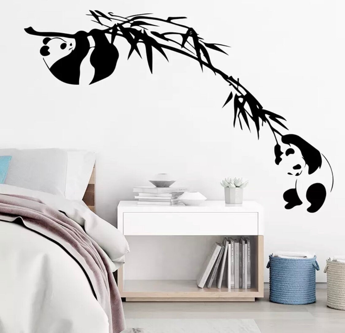 Panda Bamboo Tree Branch Wall Decals for Home Decor Kids Room Baby ...