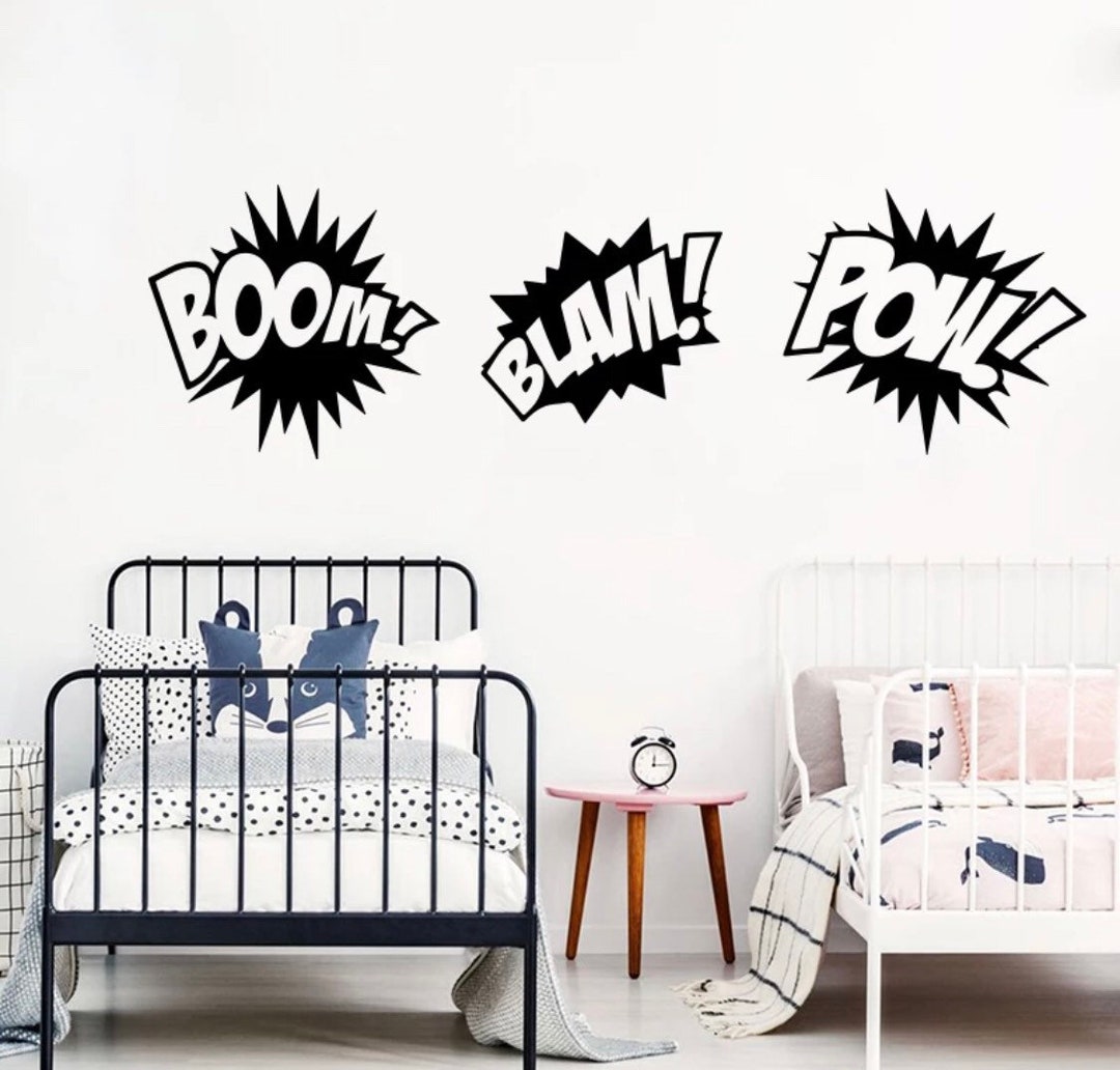 Boom Pow Blam Comic Book Sounds Wall Sticker Boy Room Kids Room Large ...