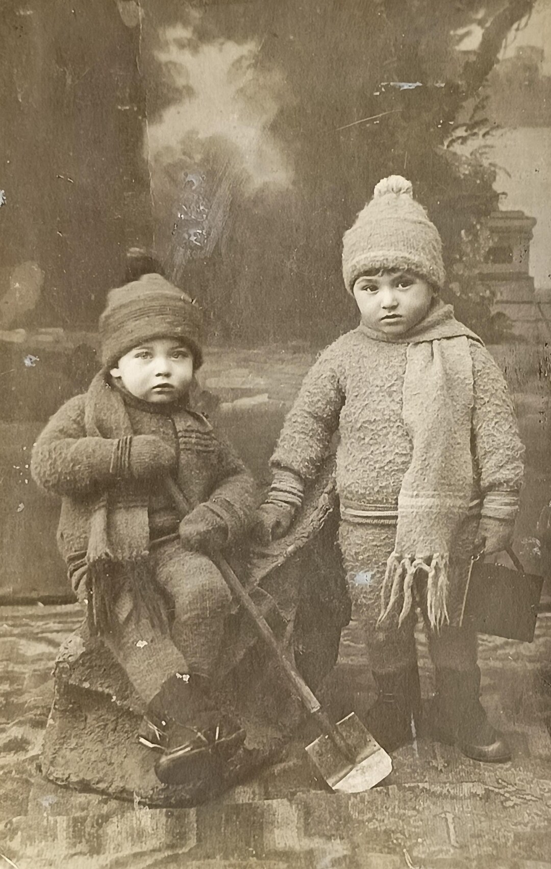 Children in Winter Clothes With Shovel 30s Vintage Photo - Etsy