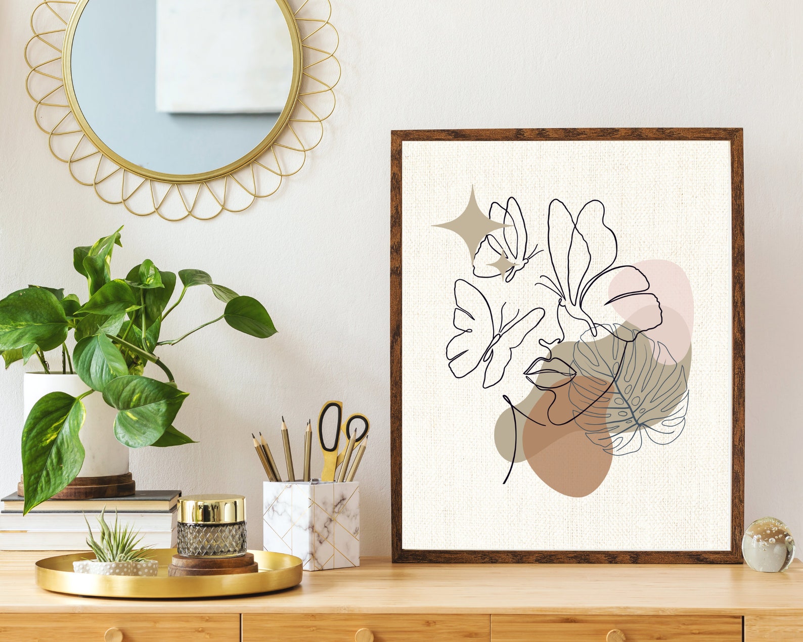 Printable Minimalist Lady Line Abstract Art Home Wall Art Digital ...