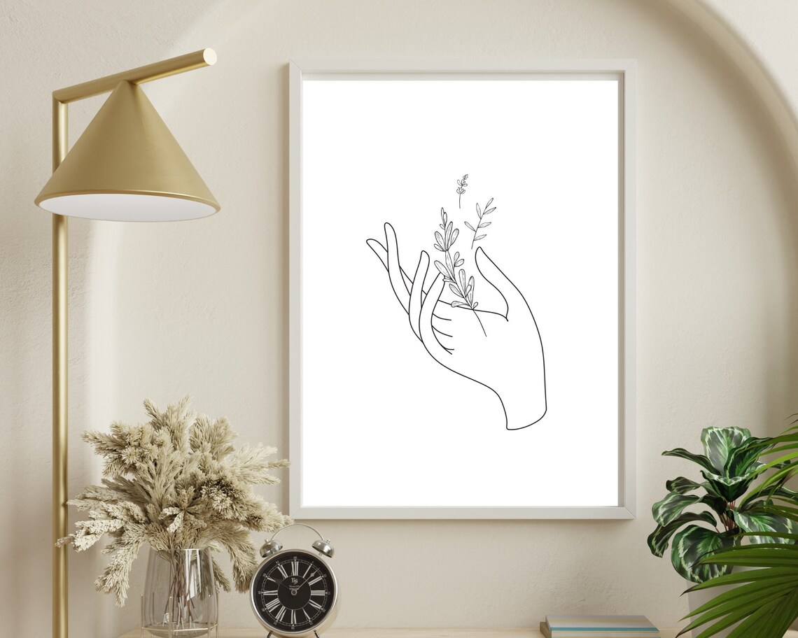 Digital Minimalist Abstract Hand Line Wall Art Digital Download ...