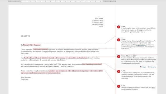 Cover Letter Template Examples And Course | Etsy