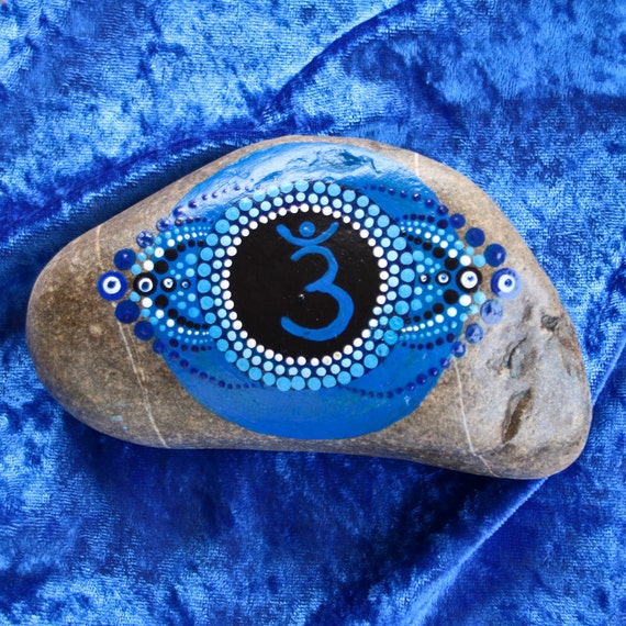 Mandala Stone Forehead Chakra Hand-painted Unique Piece on - Etsy