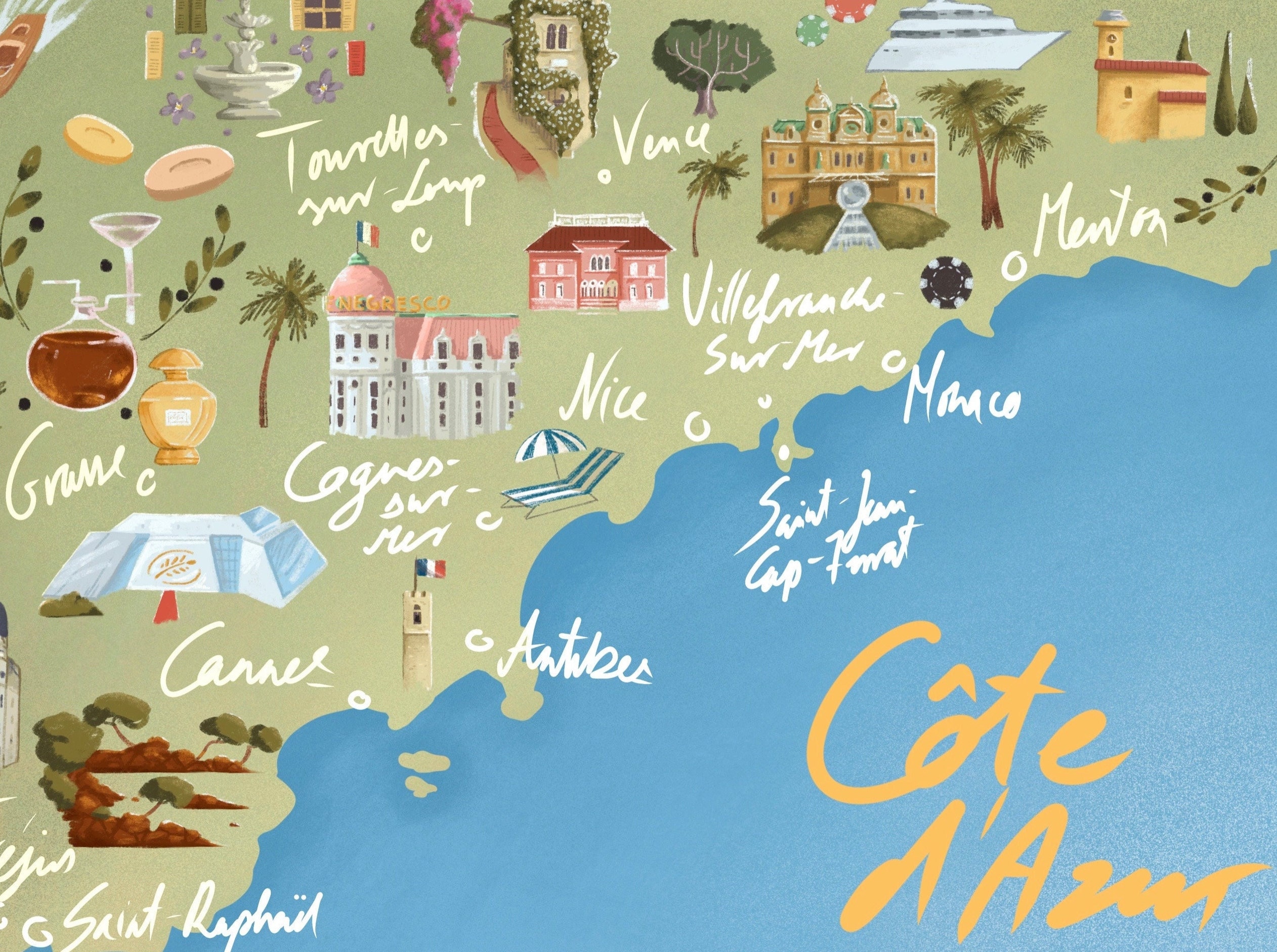 Digital Download- Map of the French Riviera From Menton to Fréjus ...