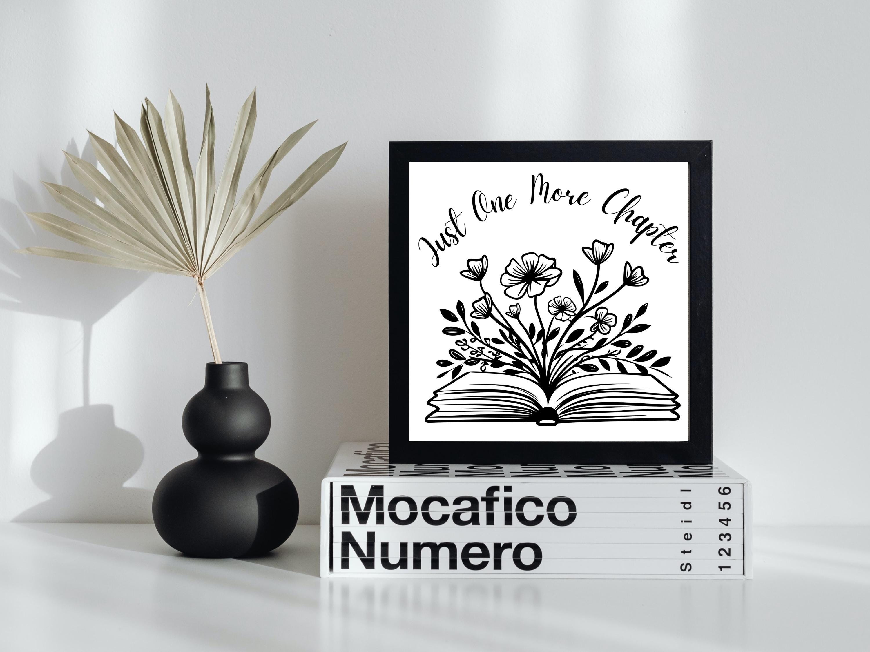 Black and White Floral Print for Bookshelf Gallery Wall Decor Book ...