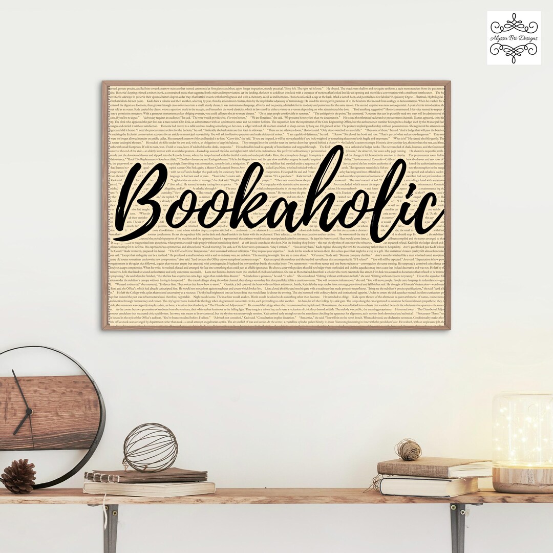 Bookaholic Wall Art Book Page Art Gallery Wall Decor Instant Download ...