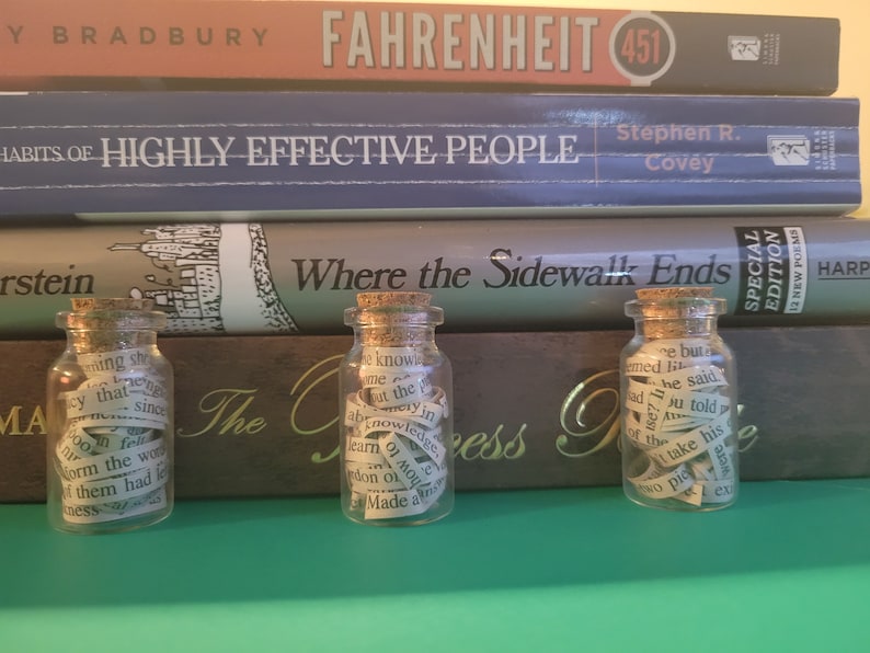 Bookpages in a Bottle Book Page Art Jar Book Lover Knick Knacks ...