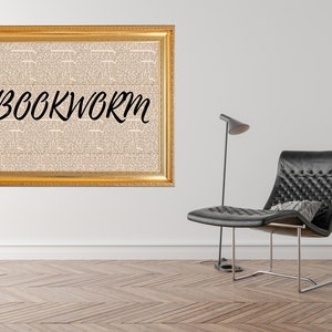 Book Themed Art Bookworm Book Lover Prints Bookcase Decor Book Page ...
