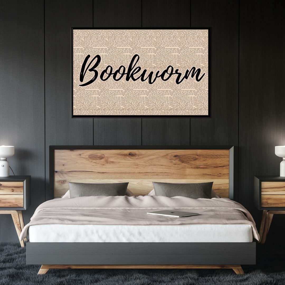Book Themed Art Bookworm Art for Bookshelf Bookcase Decor Book Page ...