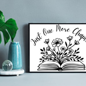 Black and White Floral Print for Bookshelf Gallery Wall Decor Book ...