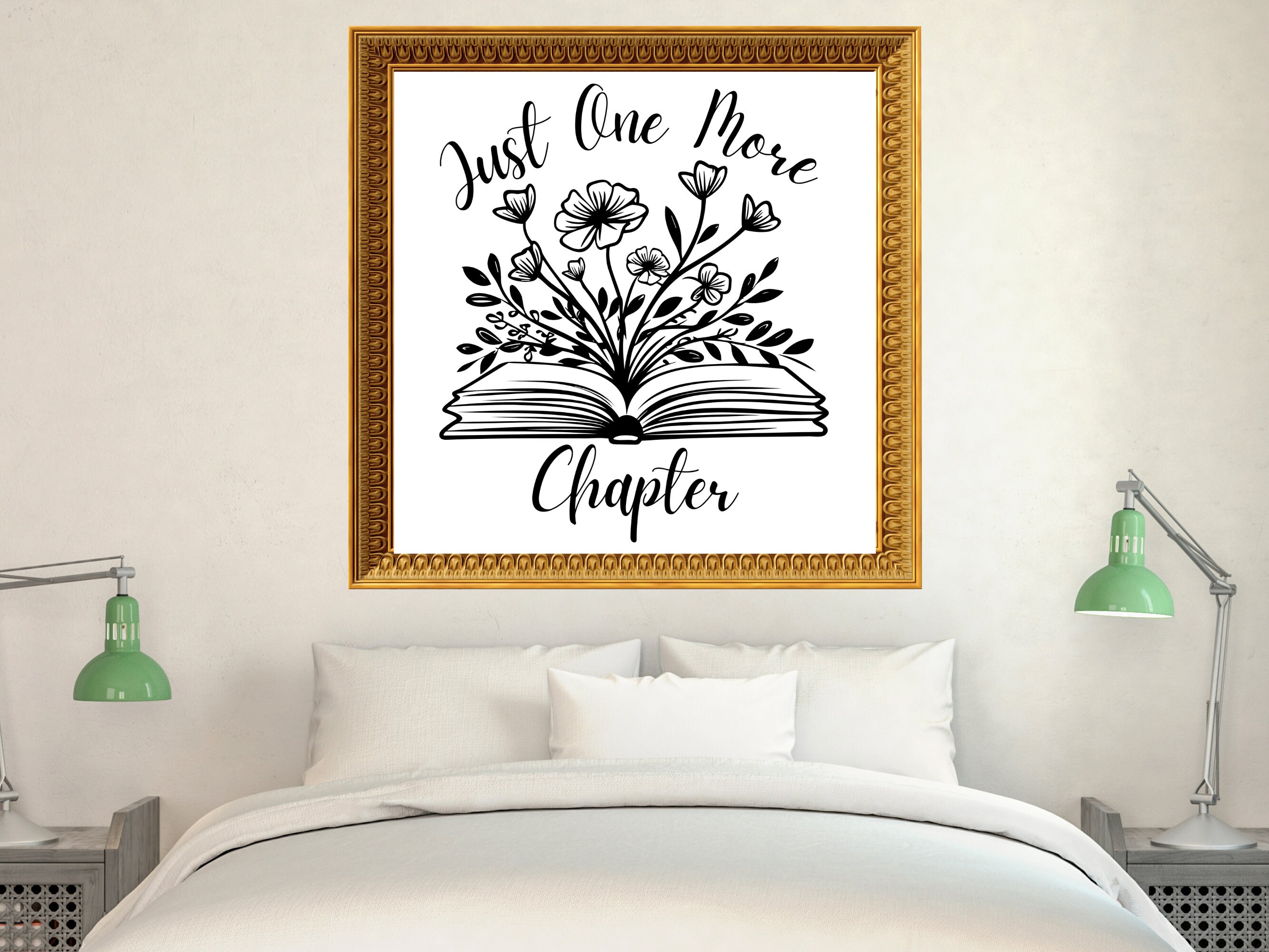 Black and White Floral Print for Bookshelf Instant Download Book Themed ...