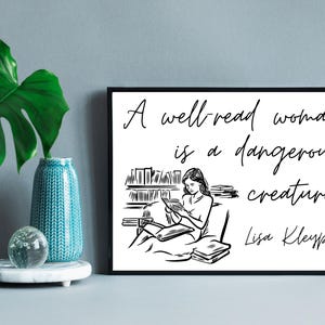 Black and White Art Book Quote Wall Art Reading Area Decor Bookshelf ...
