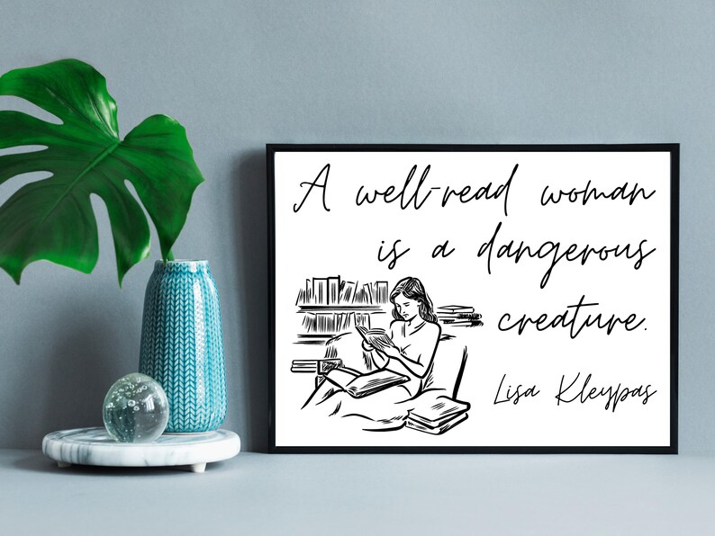 Black and White Art Book Quote Wall Art Reading Area Decor Bookshelf ...