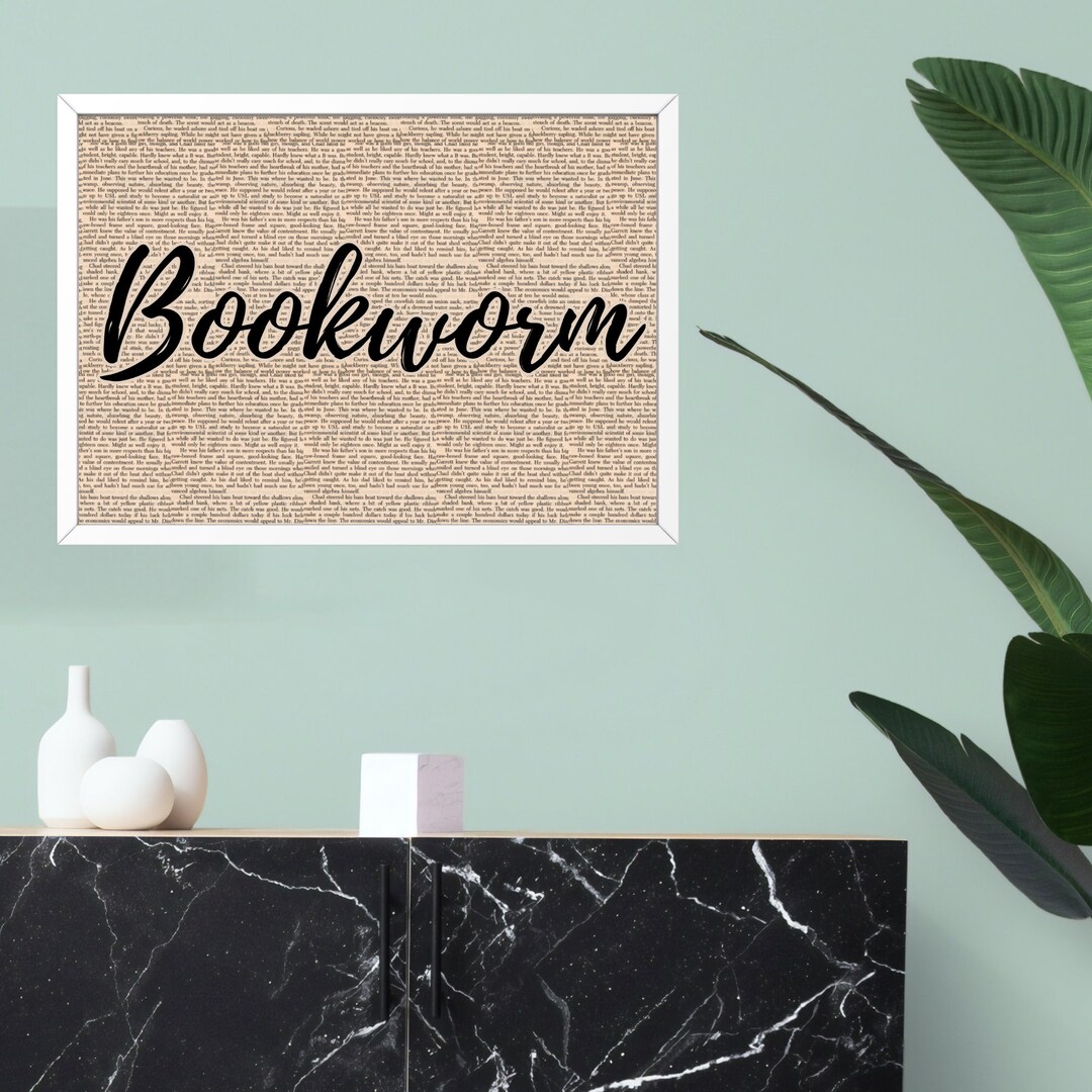 Gallery Wall Decor Horizontal Wall Art for Bookshelf Bookworm Wall ...