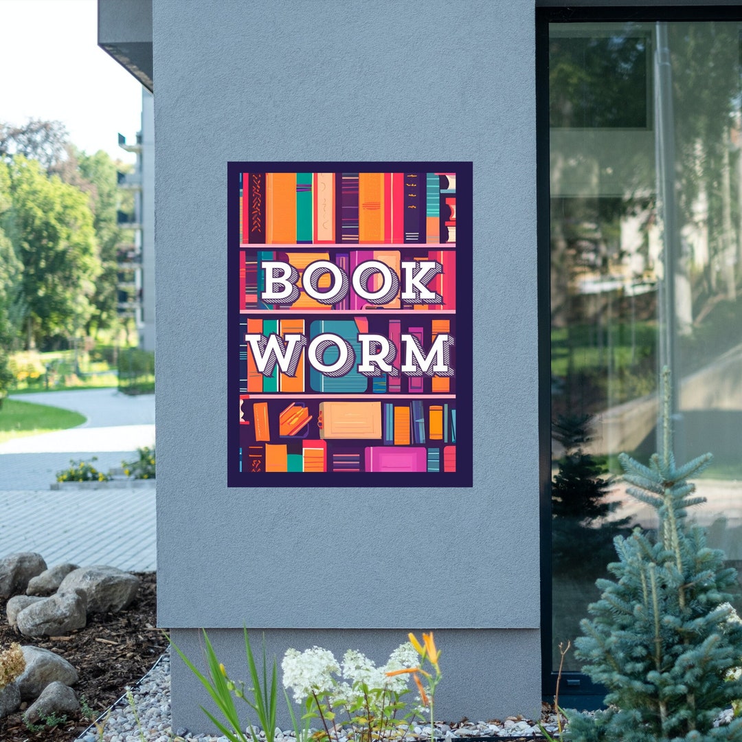 Bookworm Print for Wall Colorful Wall Art Reading Nook Decor Library ...