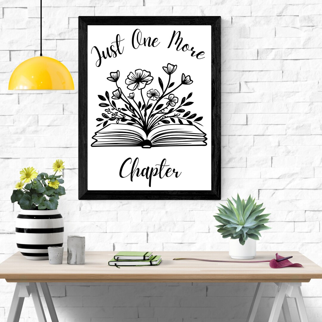 Black and White Floral Print for Bookshelf Gallery Wall Decor Book ...