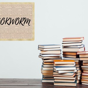 Book Themed Art Bookworm Book Lover Prints Bookcase Decor Book Page ...