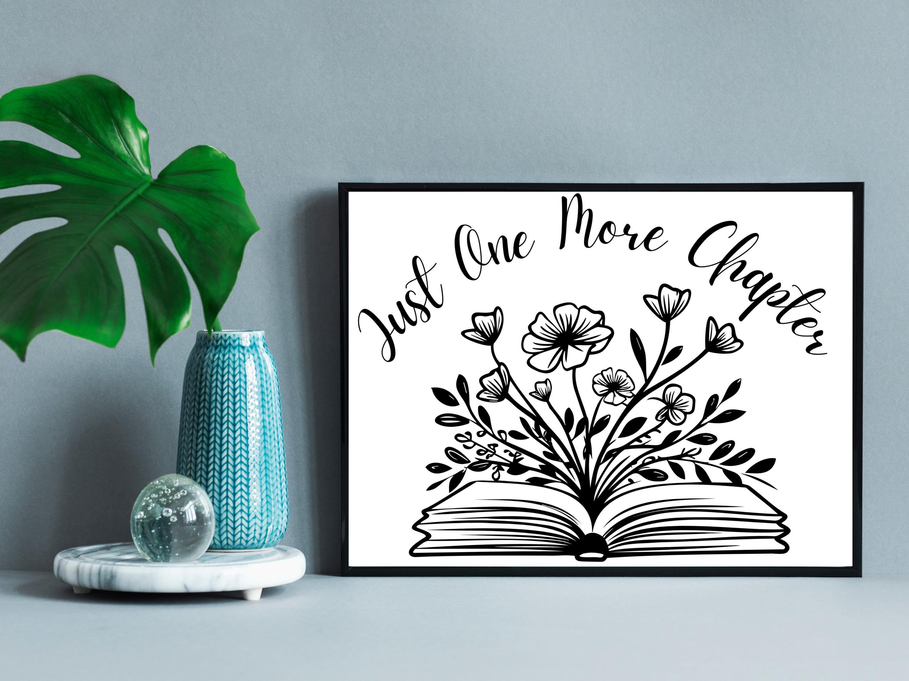 Black and White Floral Print for Bookshelf Gallery Wall Decor Book ...