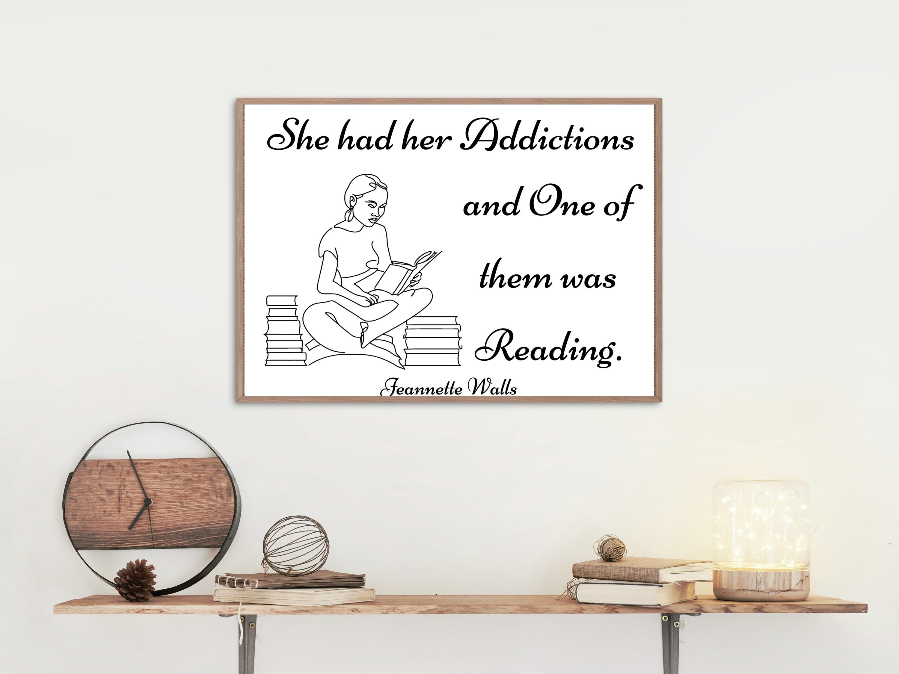 Black & White Line Art Wall Decor Book Quote Wall Art Library ...