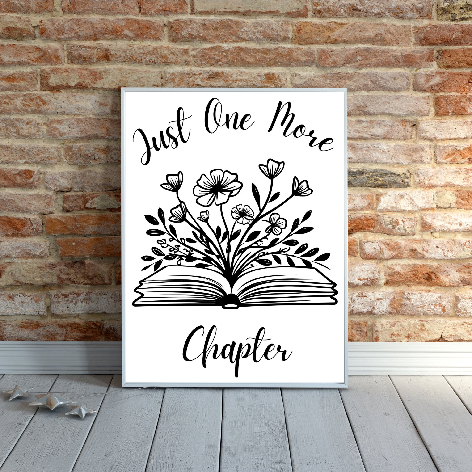 Black and White Floral Print for Bookshelf Instant Download Book Themed ...
