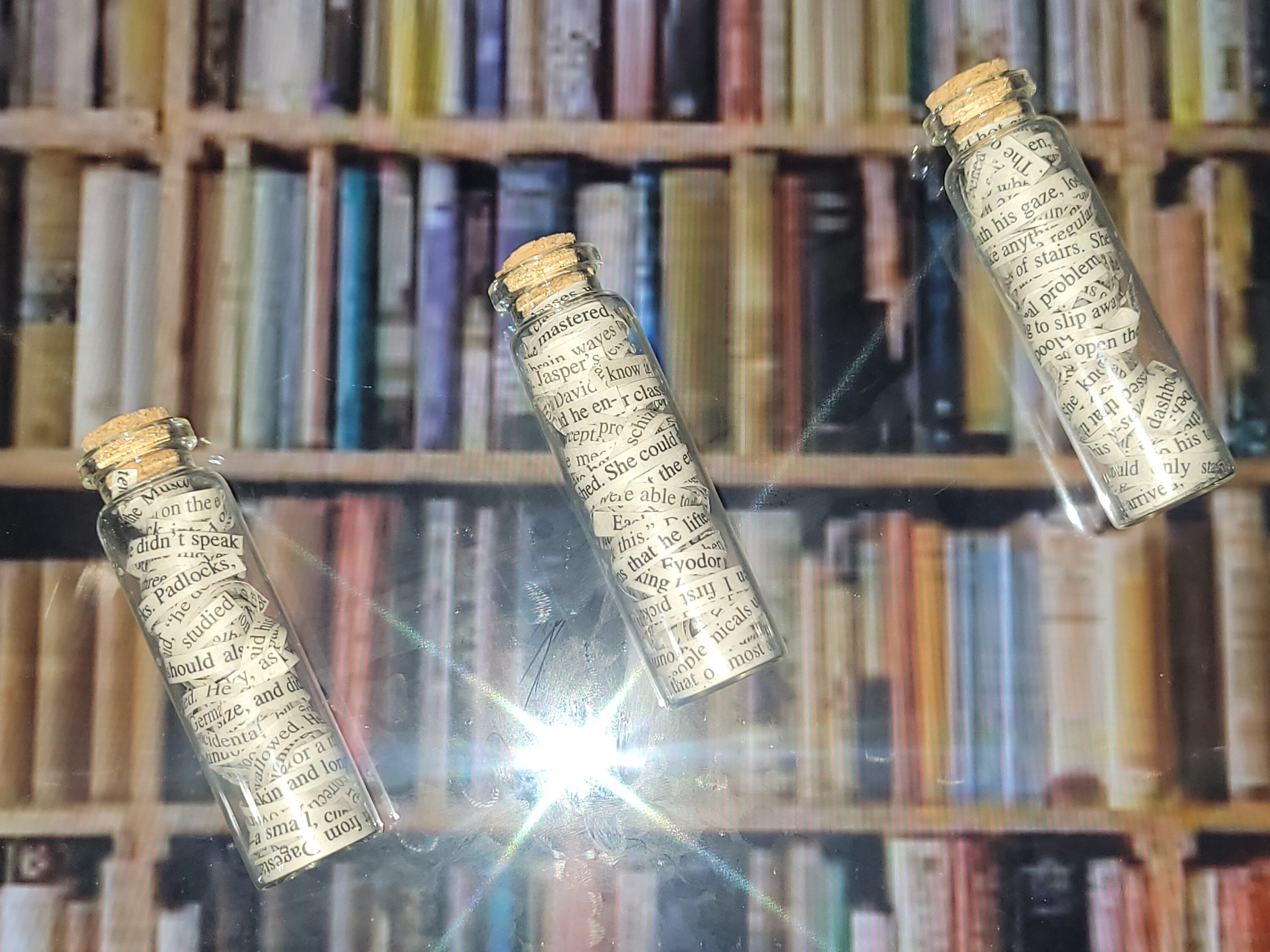 Bookpages in a Bottle Book Page Art Jar Book Lover Knick Knacks ...