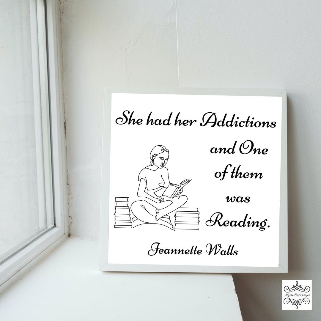 Black & White Line Art Wall Decor Book Quote Wall Art Library ...