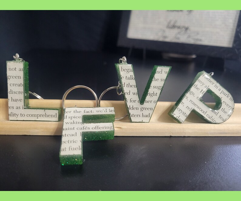 Book Themed Gift Resin Letter Custom Luggage Tag Glittery Customized ...